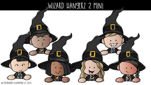 Wizard Hangerz clip art 2, Halloween, Toppers Mini by Melonheadz Clipart