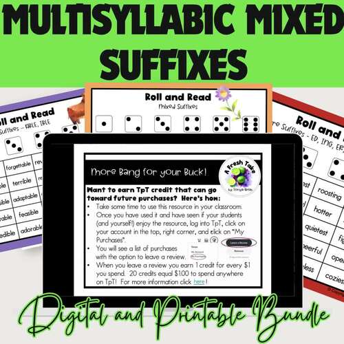Mixed Suffix Roll & Reads Multisyllabic Words Sentences - Digital Game ...