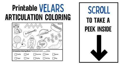 Velar Articulation Coloring Sheets for Speech Therapy by Jennie's ...