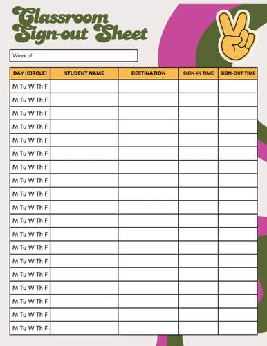Classroom Sign-In and Sign-Out Sheets Bundle | Bathroom, Library ...