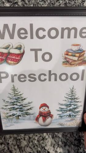 winter welcome to preschool door poster sign teacher classroom decor