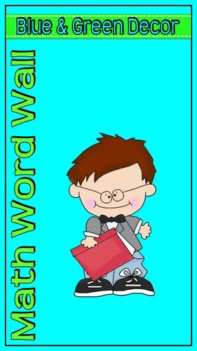 MATH WORD WALL Blue Green Theme Math Vocabulary Focus Wall Classroom Decor