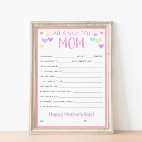 All About Mom Questionaire: Mothers Day Interview for Preschool ...