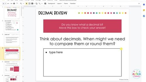 Rounding, Comparing, Ordering Decimals Digital Activities by Alyssa Teaches