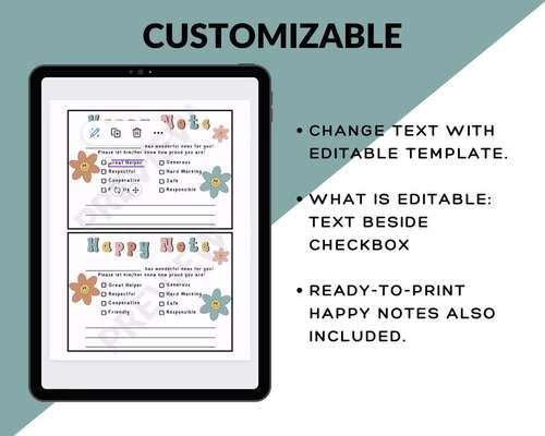 Happy Note Positive Parent Communication Spanish Included Muted Colors ...