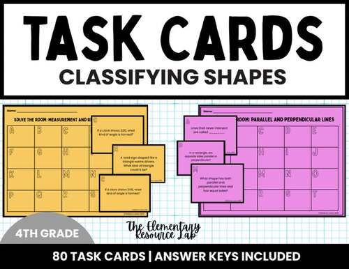 Classifying Shapes Task Cards Math Center Game Activity 4th Grade