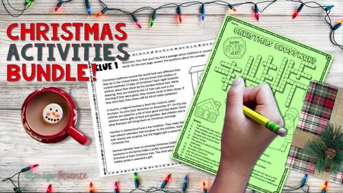 Christmas Fun Packet - Escape Room and Worksheets for Middle School