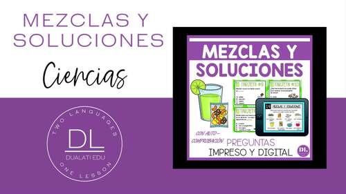 Mezclas y Soluciones | Mixtures and Solutions Task Cards Spanish