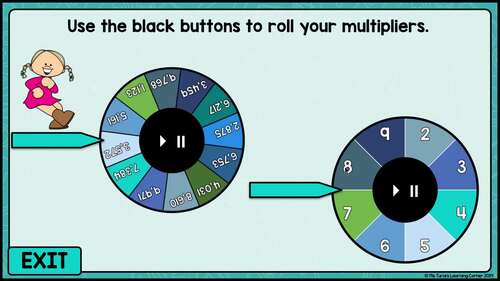 Digital 4-Digit by 1-Digit Multiplication Practice Spinners for PowerPoint™
