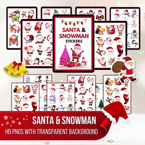 1000+ Santa Stickers, Xmas Stickers, Stickers Set, Cute Christmas ...