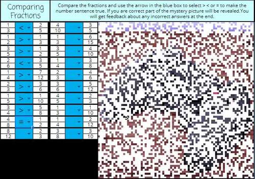 Comparing Fractions Pixel Art | 4.NF.3 by Pick Up and Go Resources