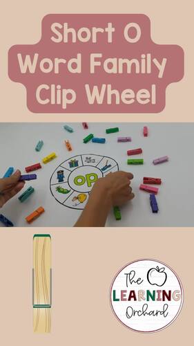 CVC WORD FAMILIES Short O Clip Card Wheels Phonics Activity Literacy Center