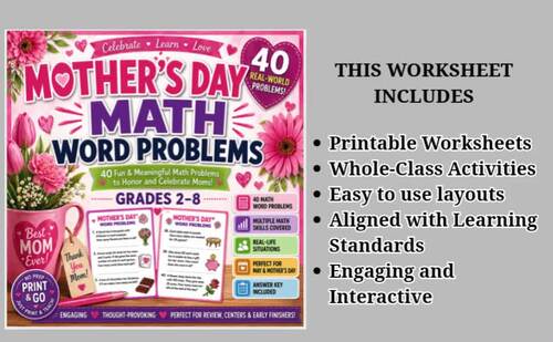 Math with Heart: Mother’s Day Math Activities | Grades 2–8 | Printable ...