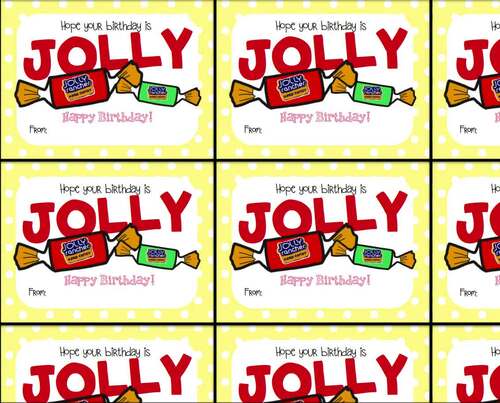 Cute Jolly Ranchers Birthday Gift Tag- Hope your birthday is jolly!