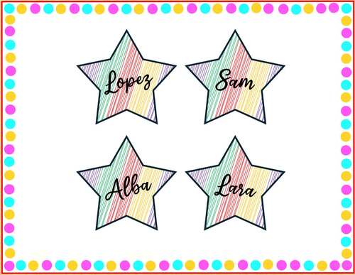 Printable Star Student Name Tags, Stars Name Labels, Editable Classroom ...