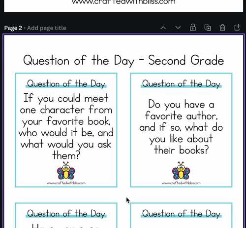 100 Question Of The Day Task Cards Second Grade | Morning Meeting | ESL