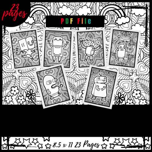 Robot Mandala Coloring Pages For kids, Coloring Sheets PDF, Printable Pages