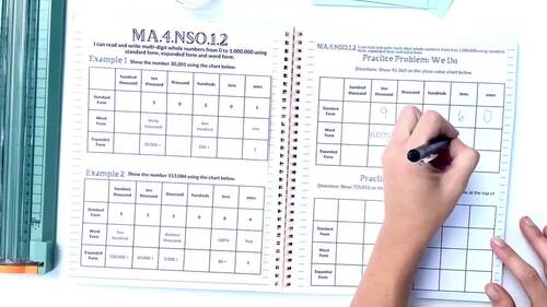 Florida B.E.S.T. Standards 4th Grade Math Journal 4.NSO.1.2 Read Write ...