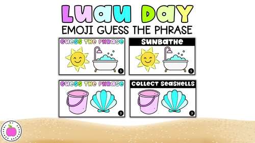 Hawaiian Beach Luau Day Emoji Picture Game | Guess the Phrase Activity