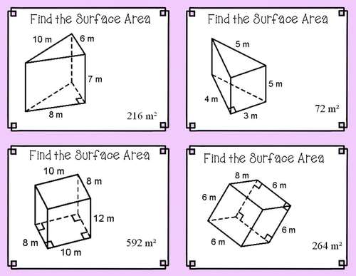 Surface Area of Prisms Bingo by Blue Mountain Math | TPT