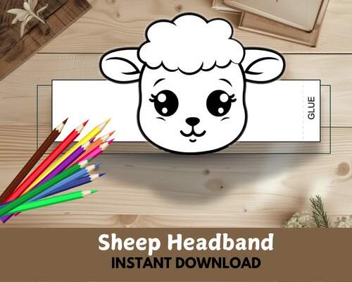Sheep Coloring Craft, Lamb Paper Crown Party Activity, Farm Animal ...