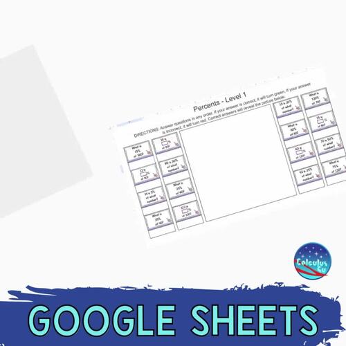 Percents - Level 1 | Google Sheets by Calculus4u | TPT