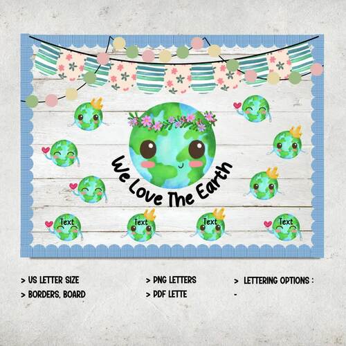 Earth Day Bulletin Board Kit We Love The Earth April Classroom Decor ...