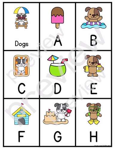 Summer Dogs - Uppercase Lowercase Alphabet Matching - ABC Practice ...