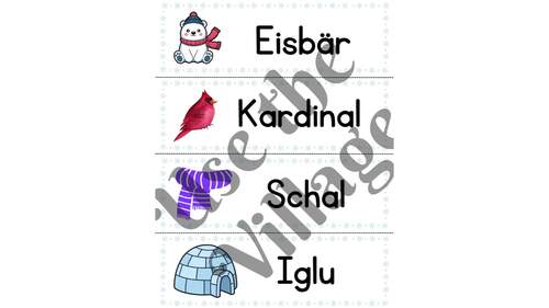 GERMAN Winter Word Wall Kindergarten-6th Grade January Vocabulary Write ...
