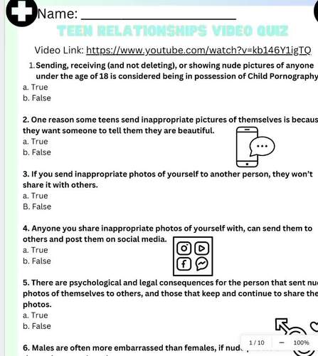 Teen or Peer Relationships Health Unit Bundle | FACS | Google Forms