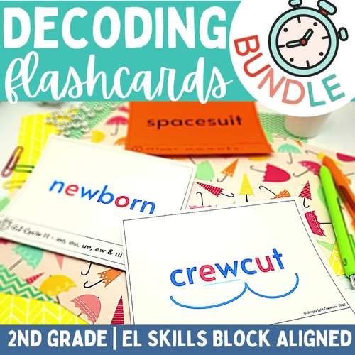2nd Grade Decoding Flashcards 26 Sets | FULL YEAR BUNDLE | EL Skills Block