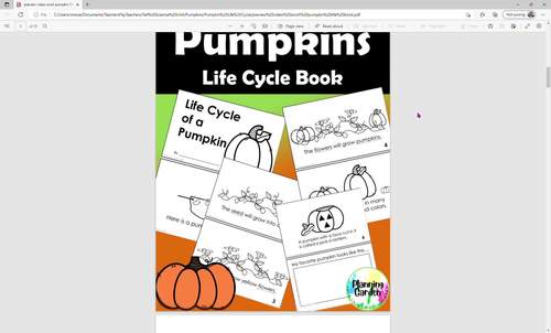 Pumpkin Life Cycle Book by Planning Garden | TPT