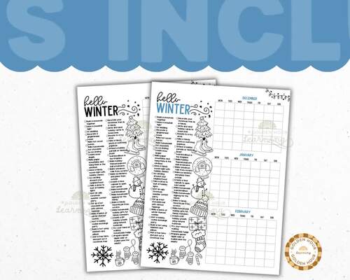 Winter Break Bucket List Calendar | Fun Winter Activities for Kids ...