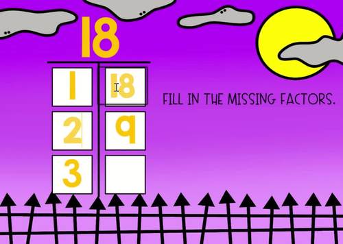 Factor Pairs Digital Boom Cards - 4th Grade Math - Halloween Theme