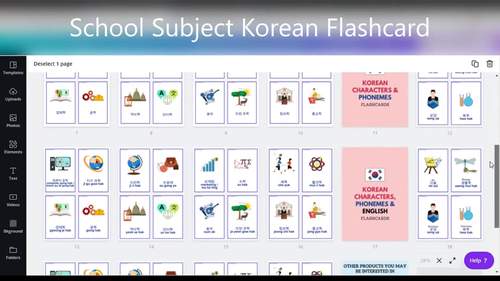 KOREAN SCHOOL SUBJECTS FLASH CARDS | Course of Study Korean Flashcards