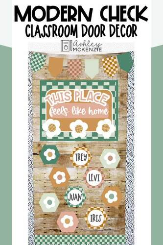 Modern Check Classroom Door Decor Kit by Ashley McKenzie | TPT
