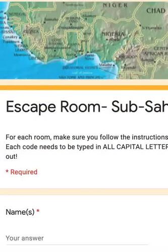 Sub-Saharan Africa Geography Digital Escape Room Breakout Room Distance ...