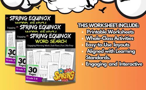 Spring Equinox Word Search Puzzle Activities 3rd,4th,5th,6th,7th,8th ...