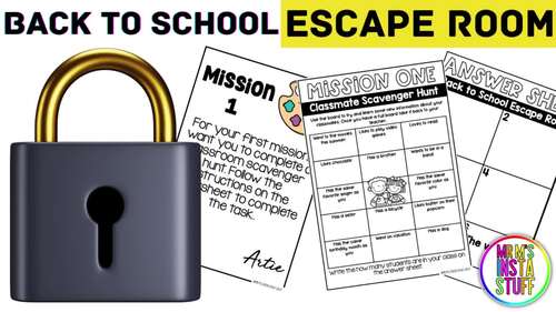 Back to School Escape Room for Kindergarten by MrM'sInstaStuff | TPT