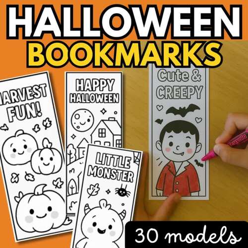 Halloween Coloring Bookmarks for Kids | Cute & Spooky Printable Bookmarks