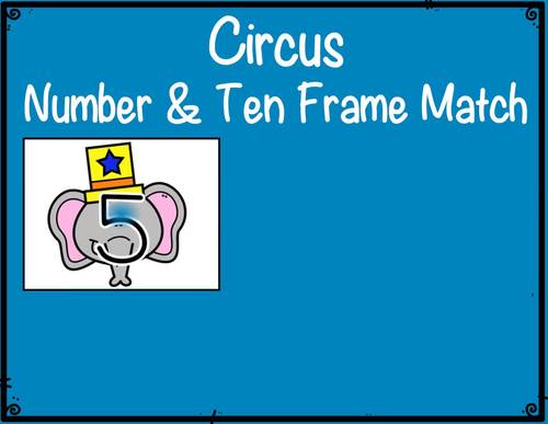 Circus Themed 0-25 Number, Ten Frame & Number Word Match | TPT