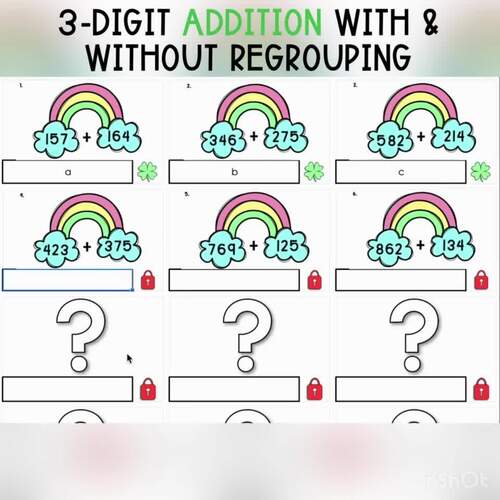 St Patricks Day Math | 3 Digit Addition & Subtraction Digital Escape Room