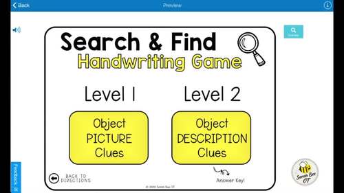 Search & Find DIGITAL Handwriting Game for Teletherapy by Sarah Bee OT