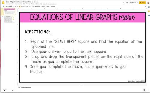 Distance Learning: Linear Graphs Digital Maze | TPT