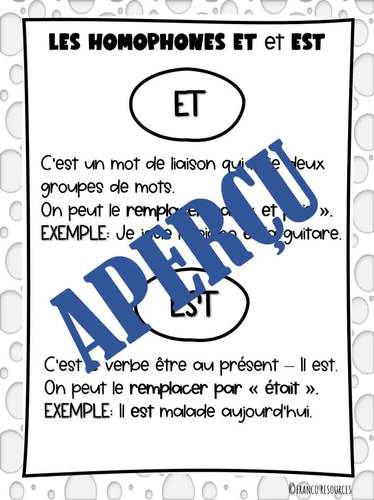 Affiches des homophones fréquents French homophone posters by Franco ...