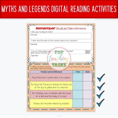 Myths and Legends Digital Reading Comprehension Activity for Google Slides