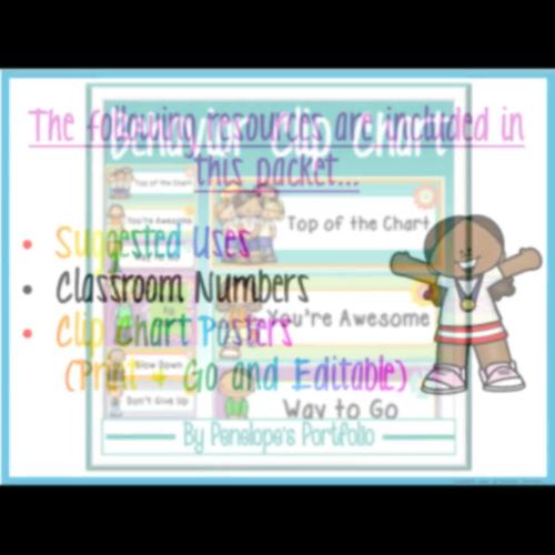 Classroom Management Behavioral System: Behavior Clip Chart - Editable