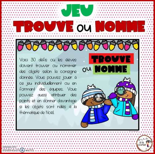French Christmas Game | Activité de Noël Trouve ou nomme by Caroline ...