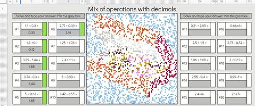 Digital Math Pixel Art | 5th Grade Fluency Decimal Operation Mix