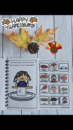Thanksgiving Interactive Book | Food Items | Sequence Activity | Vocabulary